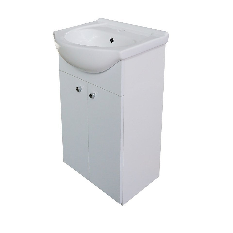 Elmley 500mm Vanity Unit High Glossy with Ceramic Basin | Homebase