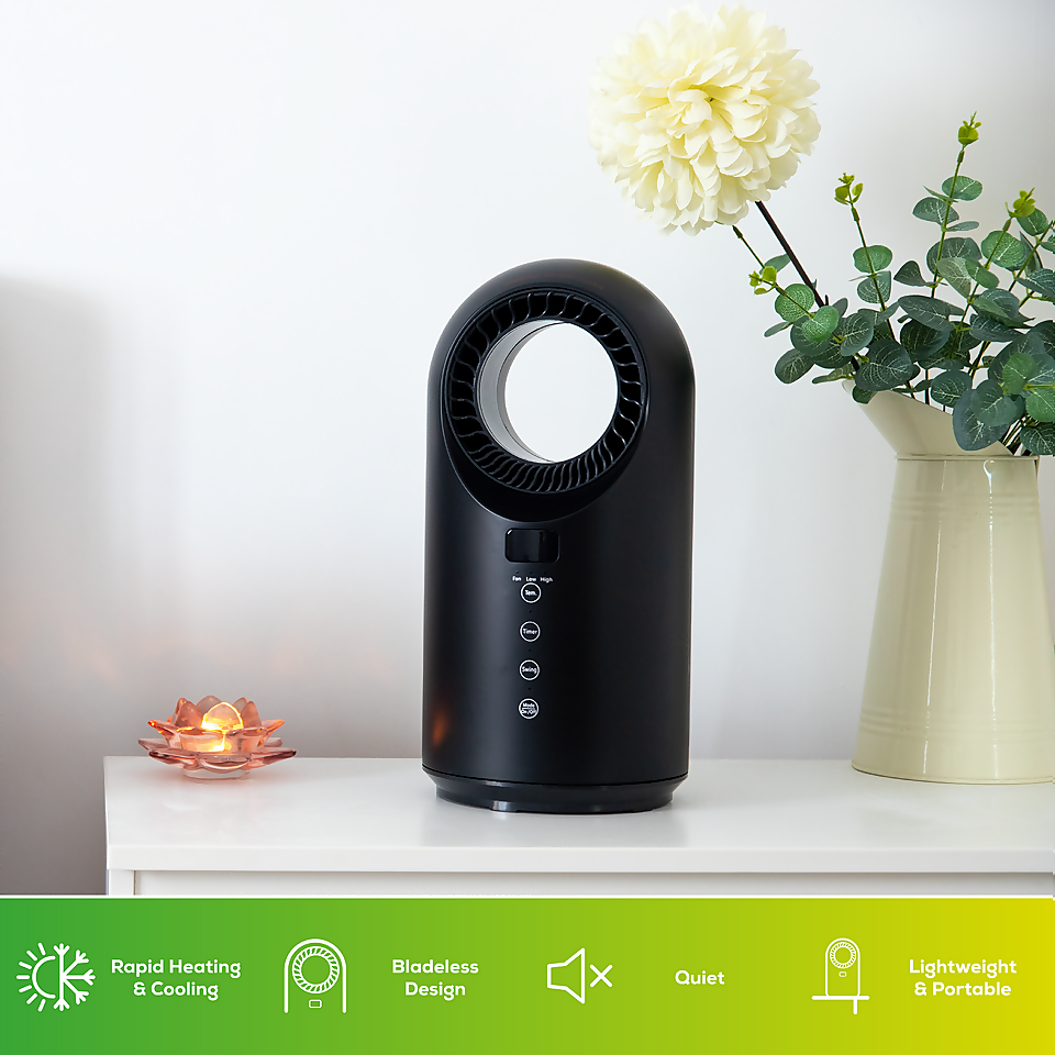 TCP Smart Wifi Portable Bladeless Heater & Cooling Fan 1500W Black ...