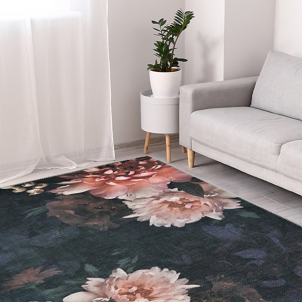 Opal Dark Floral Rug - 100x150cm | Homebase