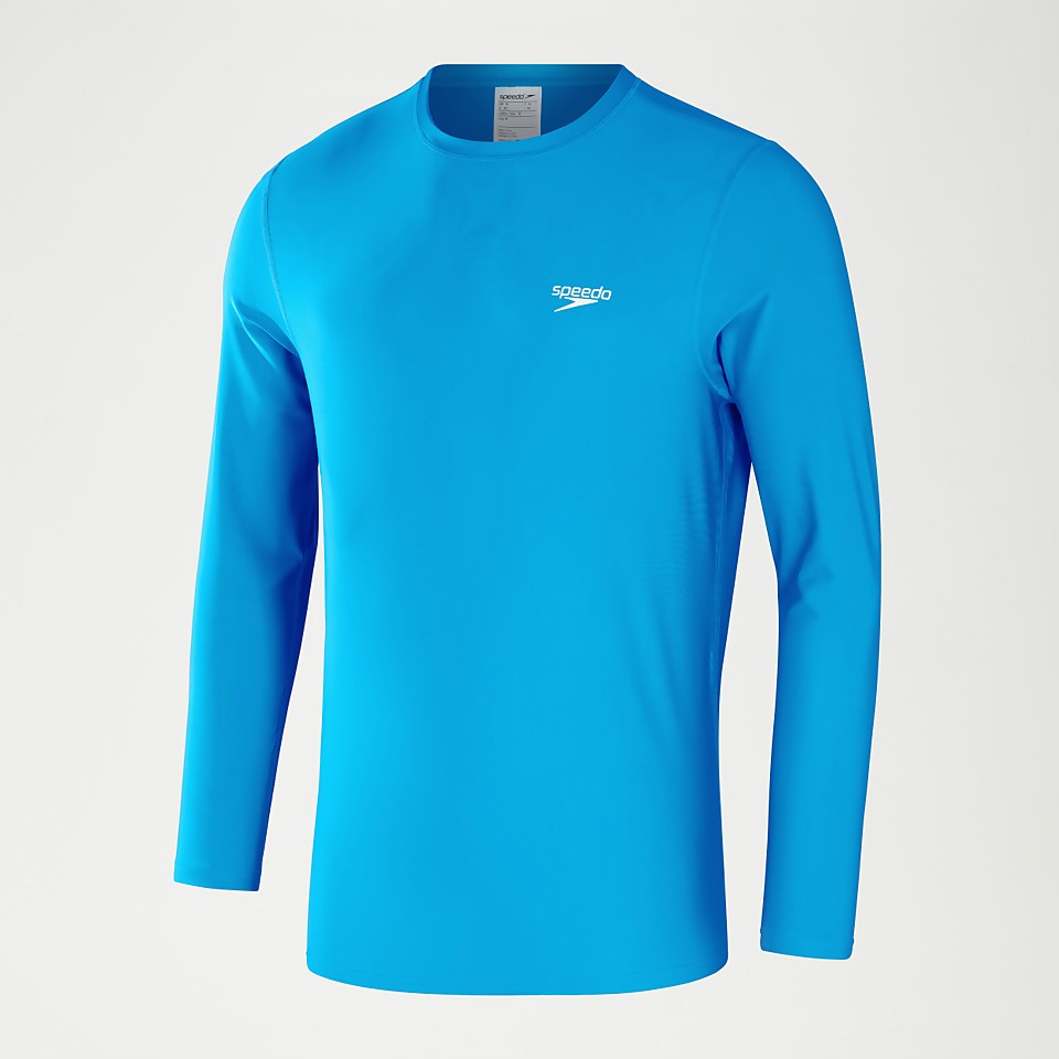 Men's Printed Long Sleeve Swim Tee Blue Men's Printed Long Sleeve Swim Tee Blue