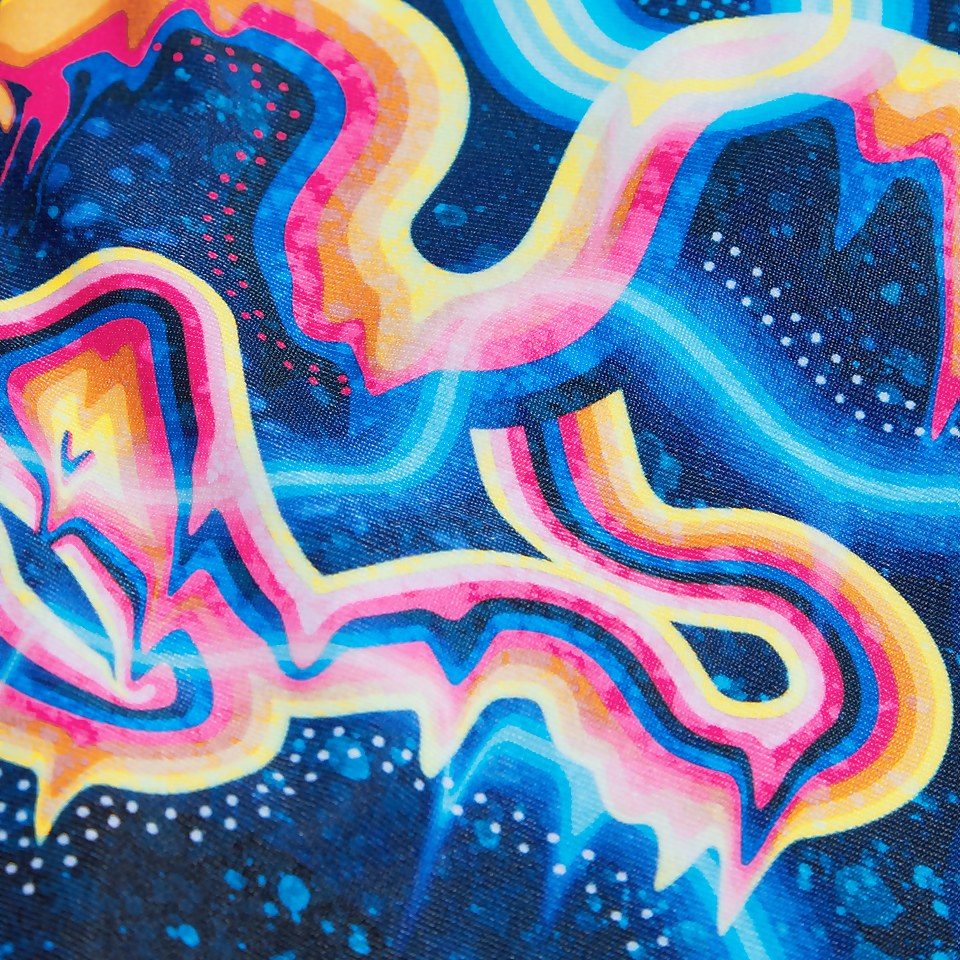 Girls' Digital Placement Splashback Swimsuit Navy/Orange