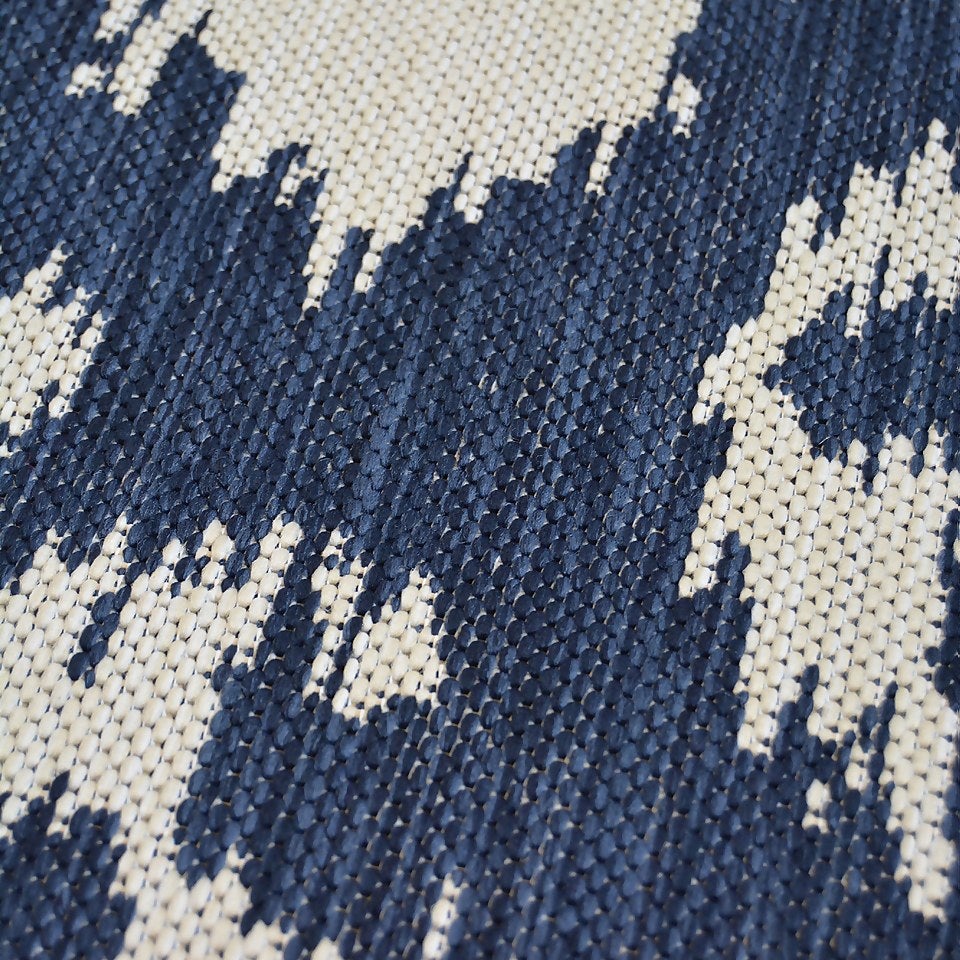 Indoor Outdoor Ikat Rug - Navy - 160x230cm | Homebase