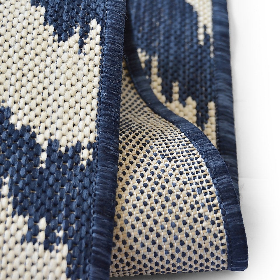 Indoor Outdoor Ikat Rug - Navy - 160x230cm | Homebase