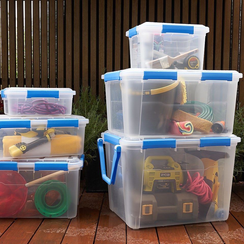 Ezy Storage 75L Waterproof Plastic Storage Box Clear Homebase
