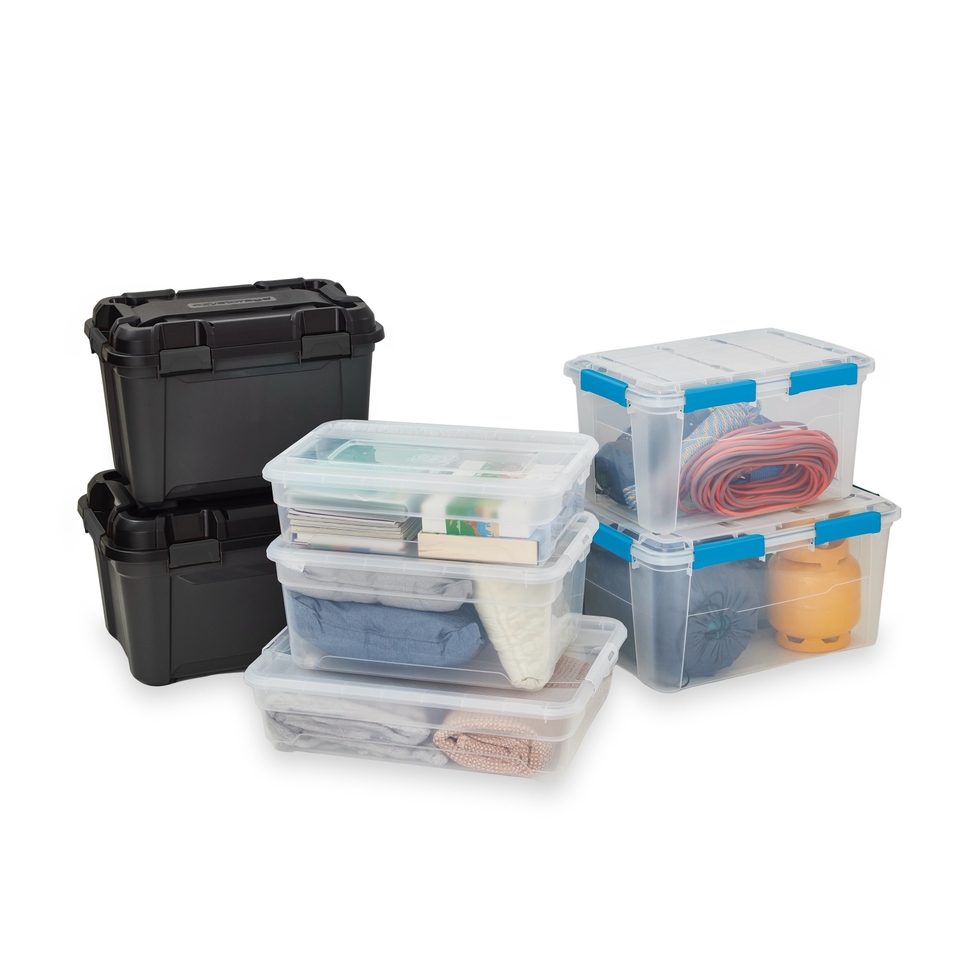 Ezy Storage 55L Bunker Tough Plastic Storage Box - Dark Grey | Homebase