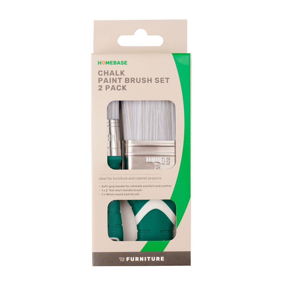 Homebase Soft Grip Chalk Paint Brushes 2 Pack