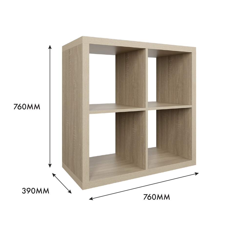 Clever Cube 2x2 Storage Unit - Light Oak | Homebase