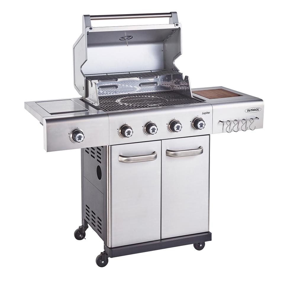 Outback Jupiter Pro 4 Burner Hybrid Gas BBQ - Stainless Steel | Homebase