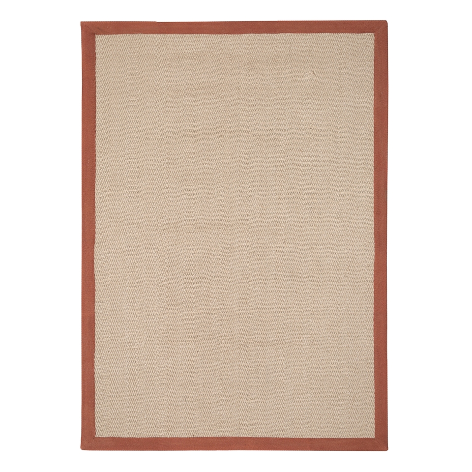 Jute Herringbone Rug with Terracotta Border - 120x160cm | Homebase