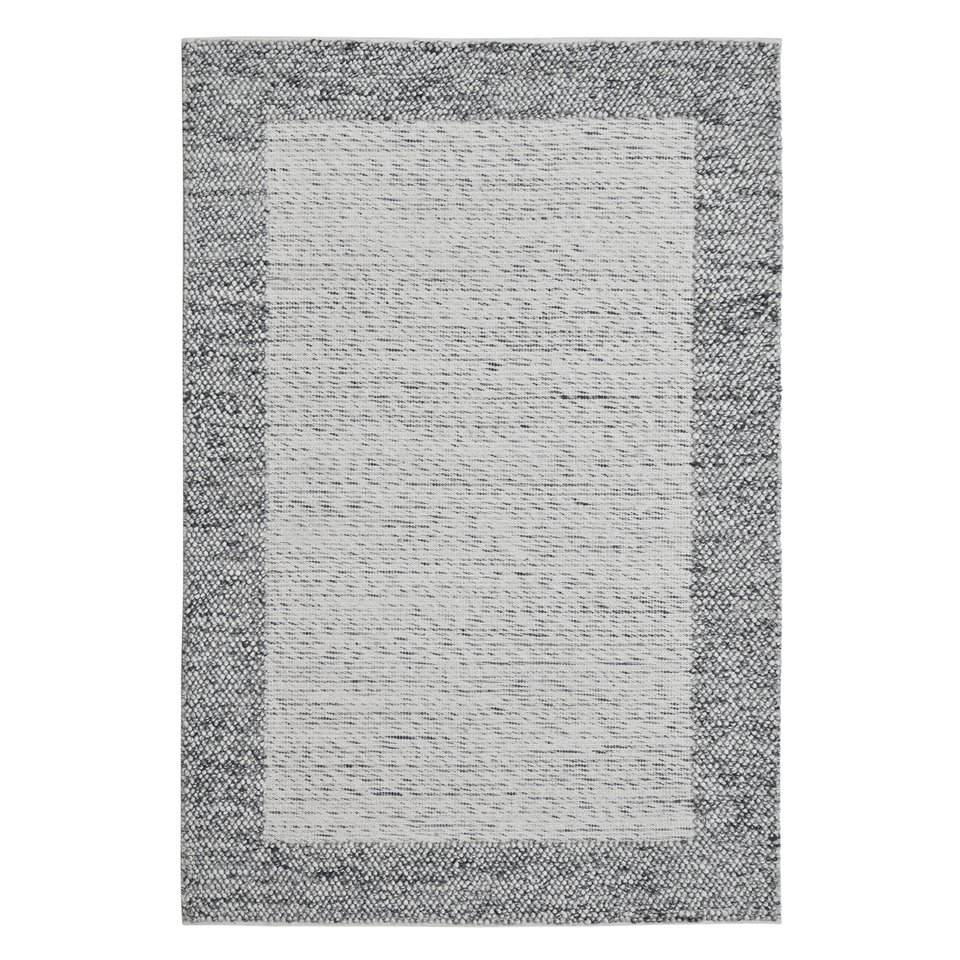 Wool Pebble Border Rug - Grey - 120x160cm | Homebase
