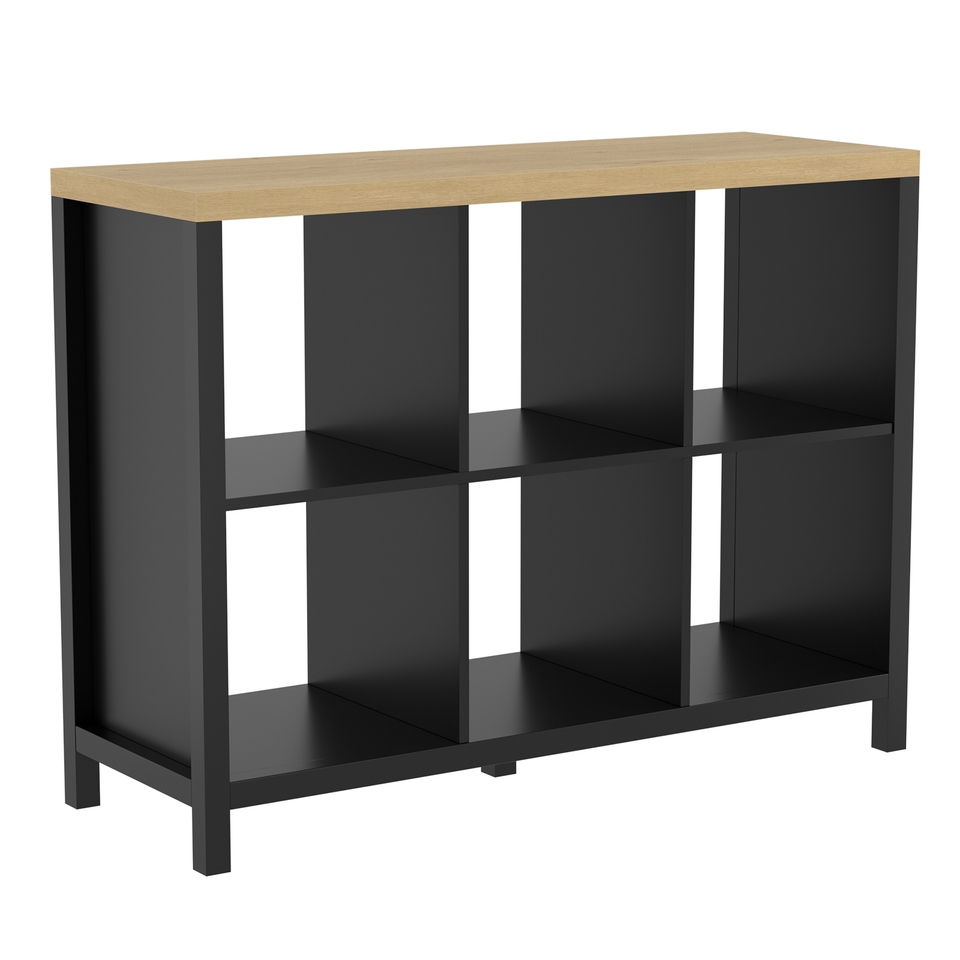 2x3 Cube Storage Unit Black Ash Light Oak Homebase