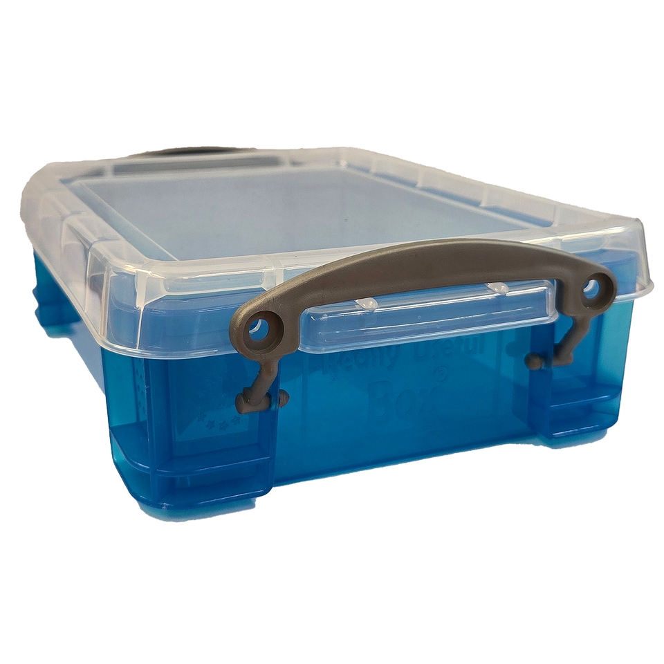 Really Useful Plastic Storage Box - Transparent Bright Blue - 1.75L ...