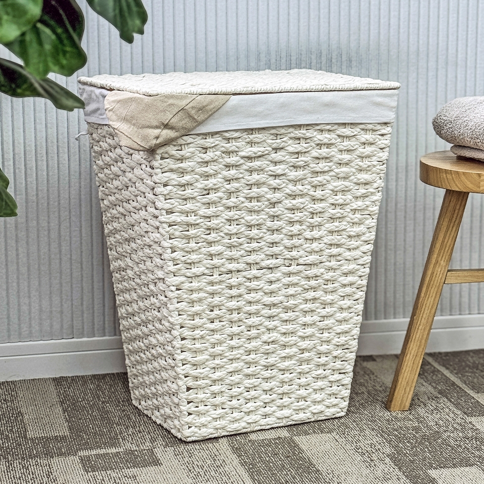 Rectangular Paper Laundry Hamper White Homebase