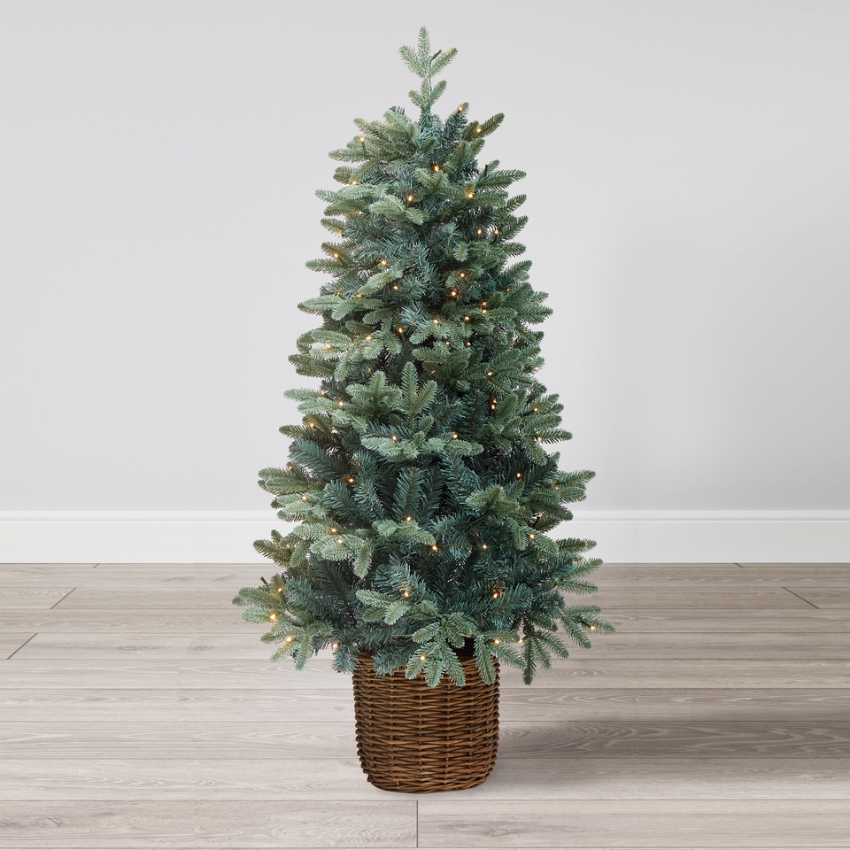 4ft Blue Spruce Pre lit Potted Artificial Christmas Tree