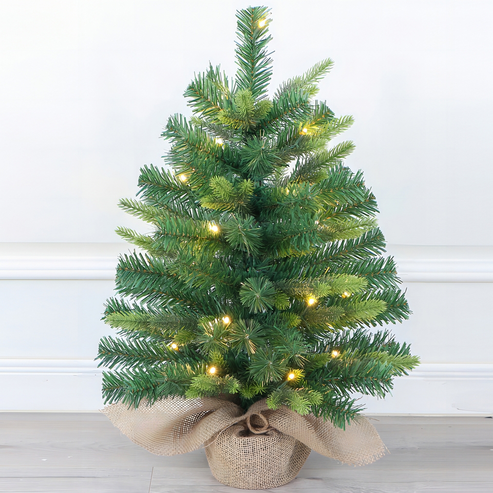 2ft Pre Lit Tabletop Artificial Christmas Tree Battery Operated