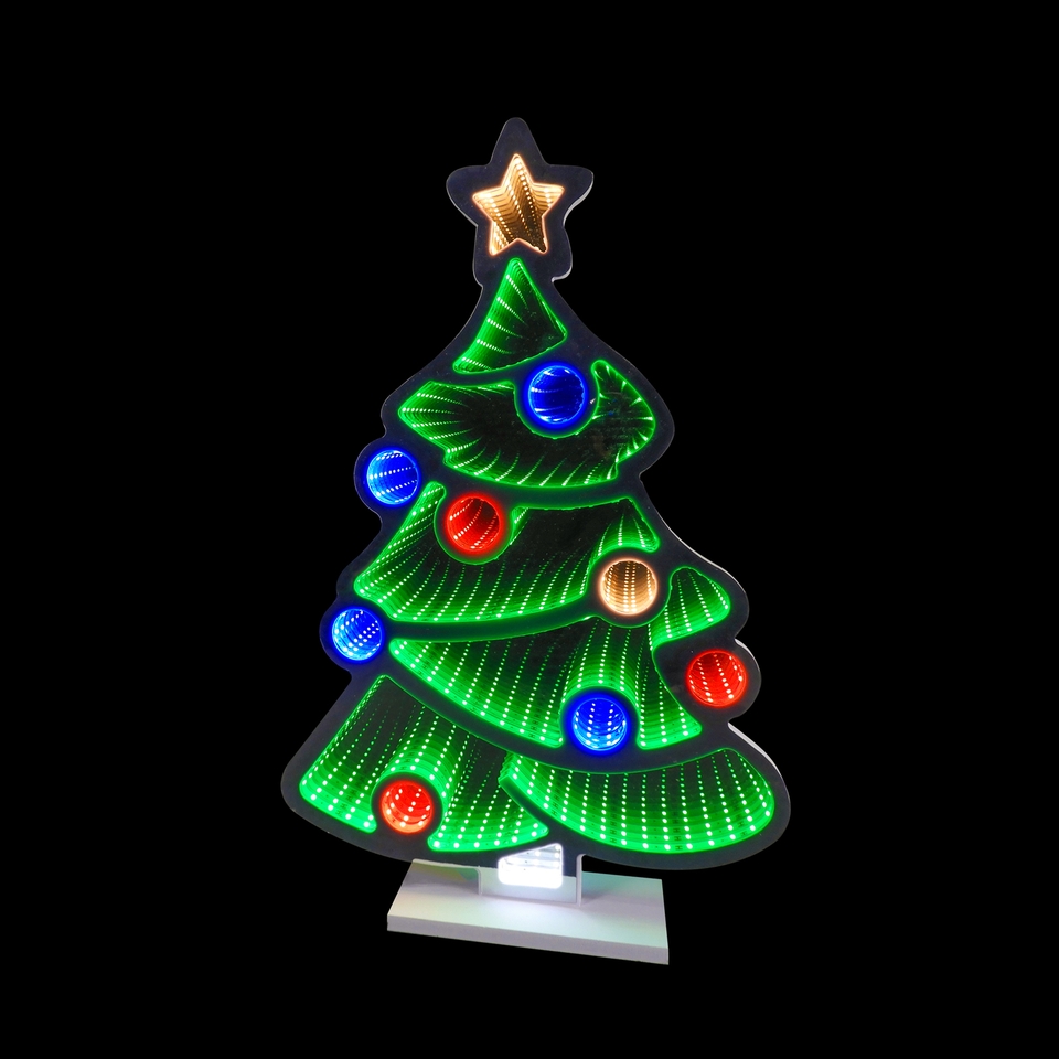 Tree LED Infinity Mirror Christmas Light Decoration - 60cm | Homebase