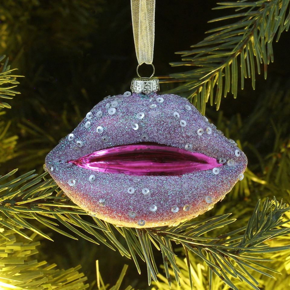 Hot Lips Glass Novelty Christmas Tree Decoration | Homebase