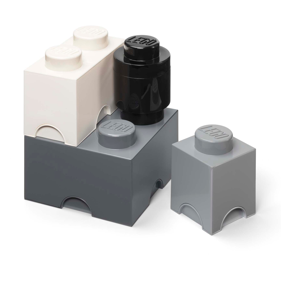 LEGO Multi-Pack 4 Piece Storage Boxes - Greys | Homebase