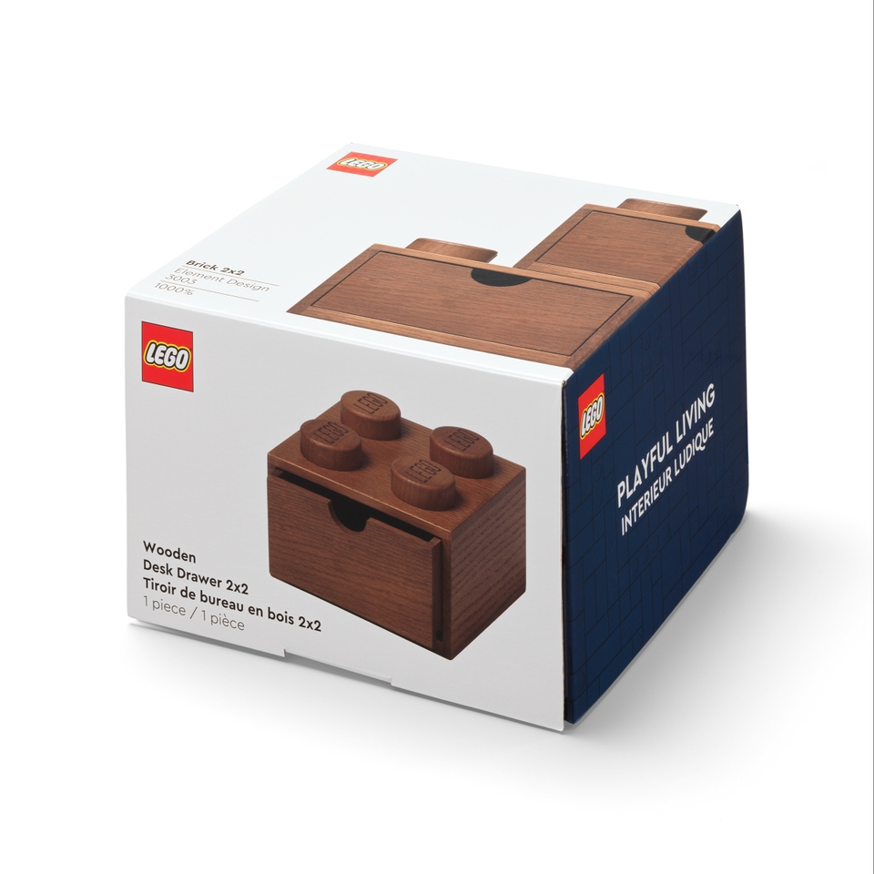 LEGO Wooden 4-Stud Desk Drawer - Dark Stained Oak | Homebase