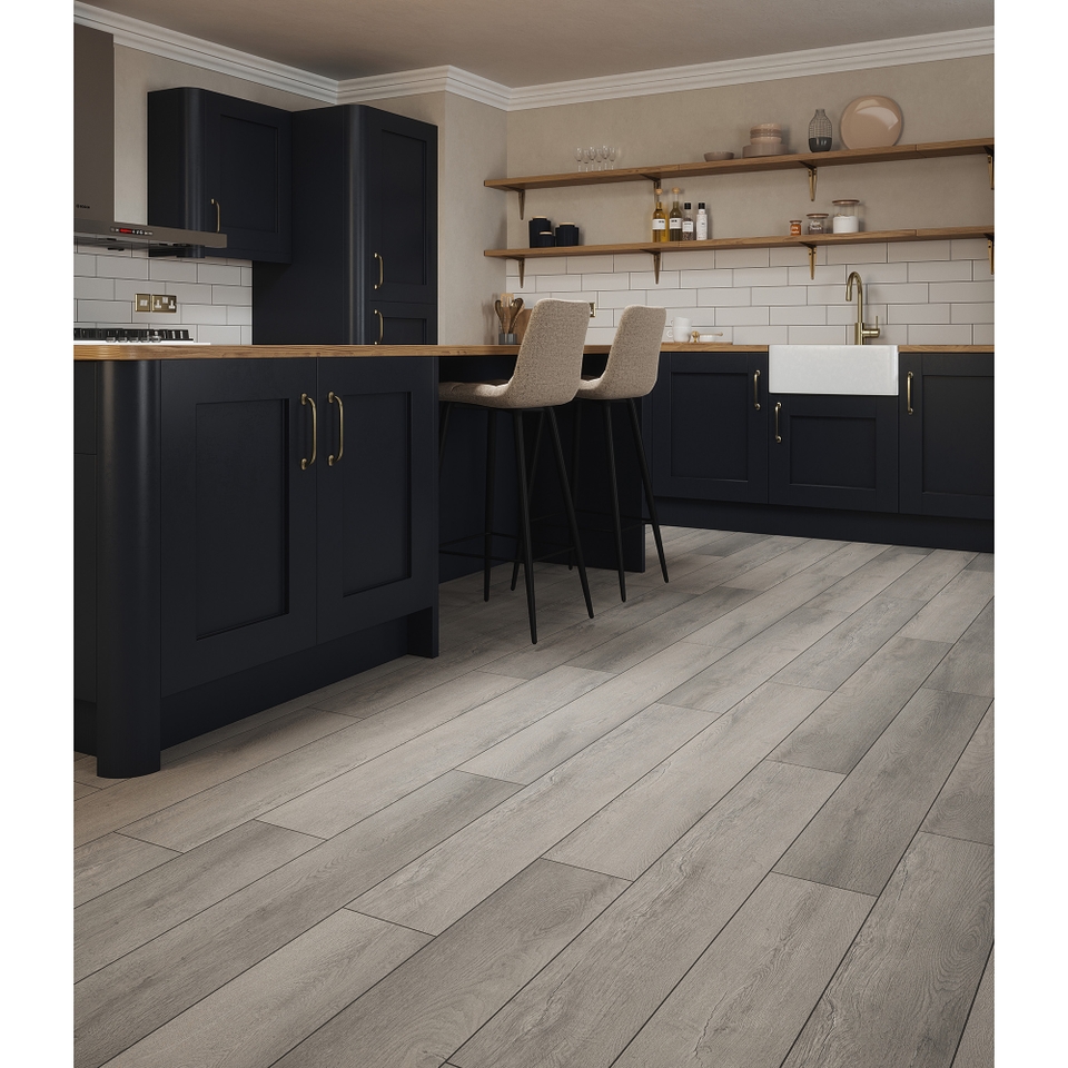 UltraClick SPC Easy Click Fit Luxury Vinyl Flooring Light Grey Plank Homebase
