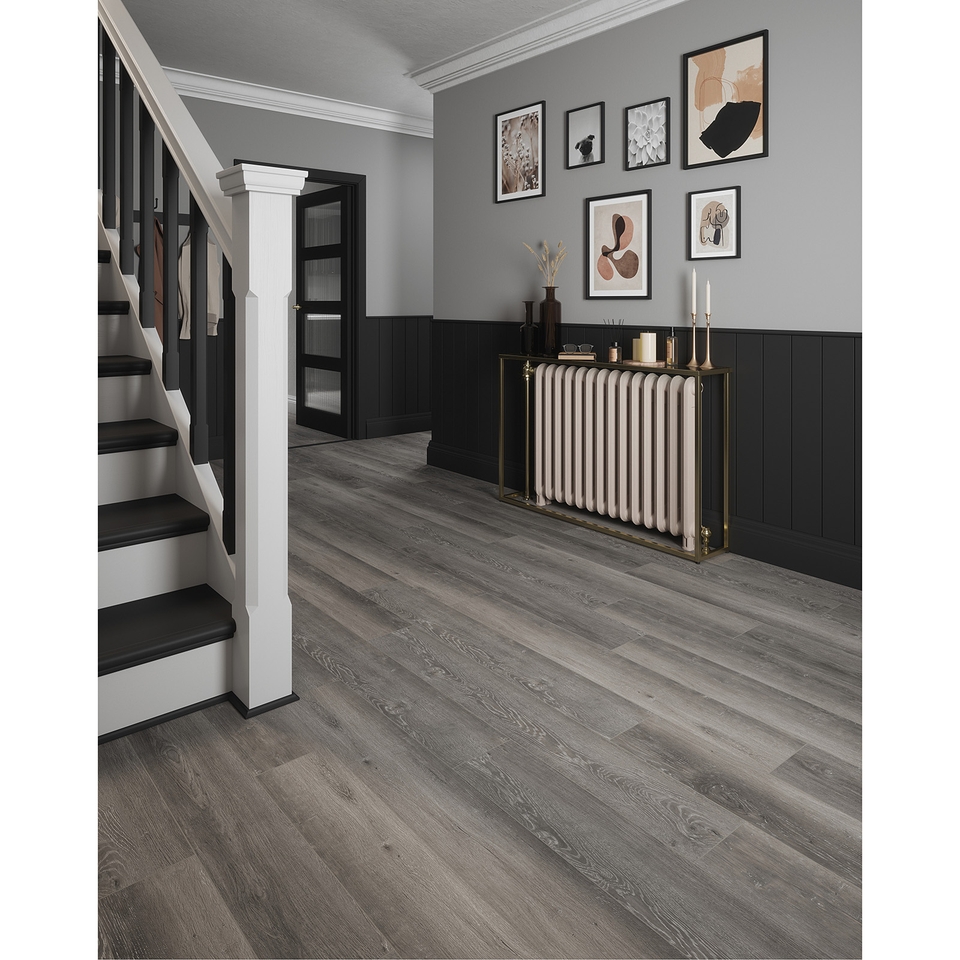 UltraClick SPC Easy Click Fit Luxury Vinyl Flooring Dark Grey Plank Homebase