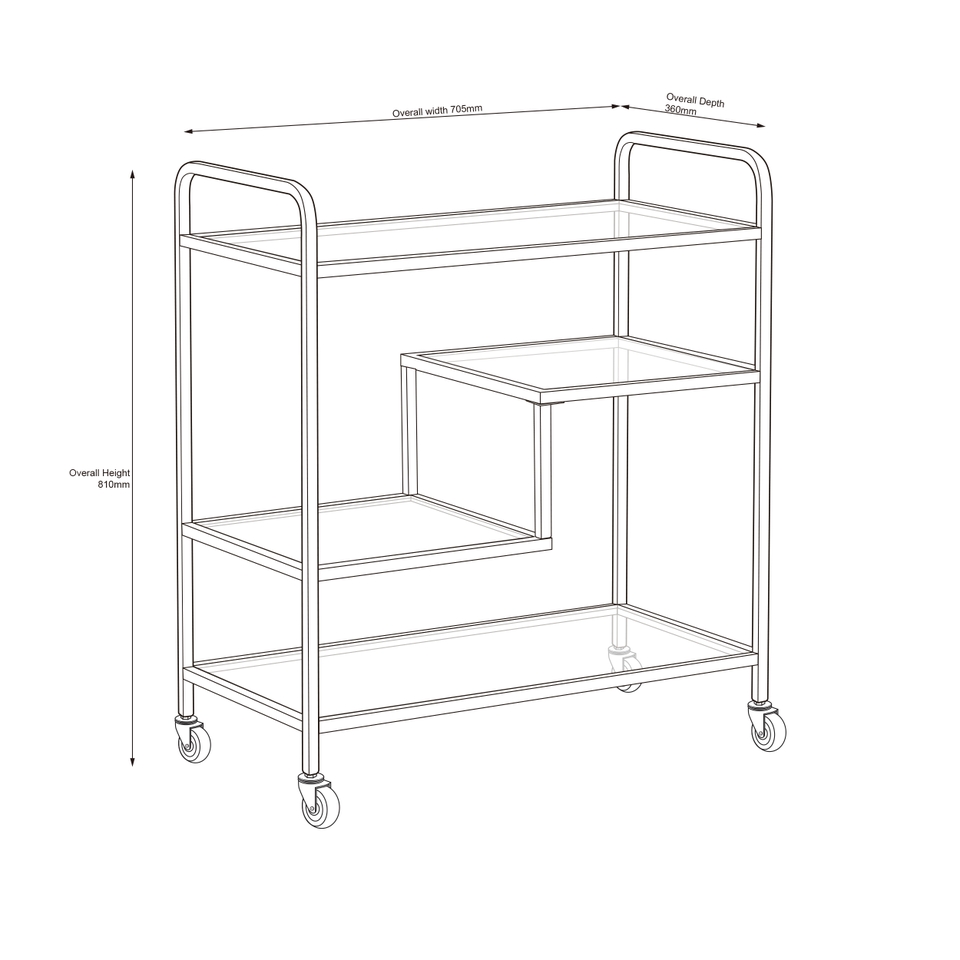 Ophelia Glass & Gold Metal Drinks Trolley - EB Carpenter Handyman