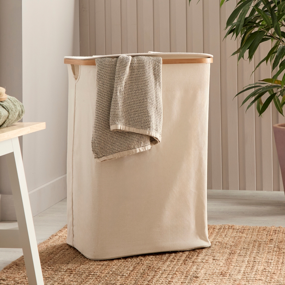 Canvas laundry hamper with lid store