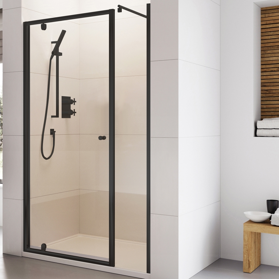 Bathstore Gleam Inline Panel Black 200mm 6mm Glass Homebase