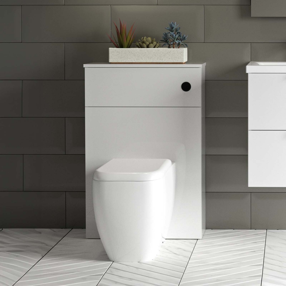 Lindo Dual Flush Toilet Unit Push Button - Matt Black | Homebase