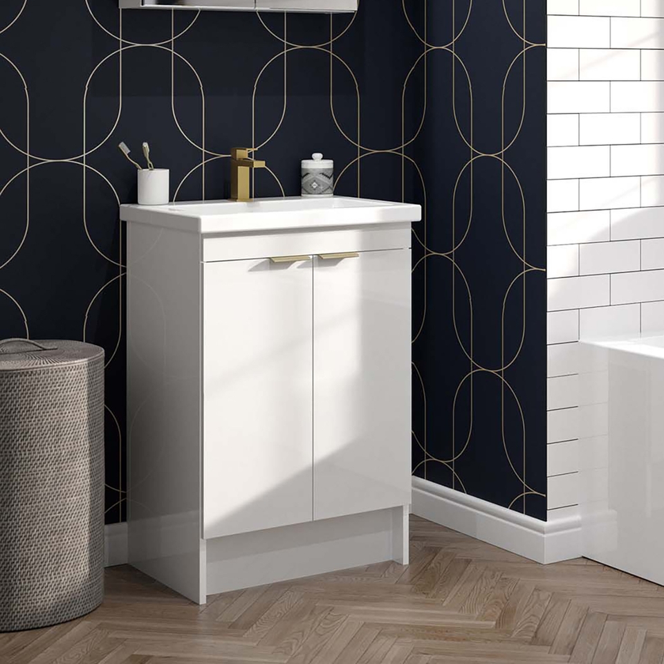 Lindo 600mm Freestanding Standard Depth Double Door Vanity Unit ...