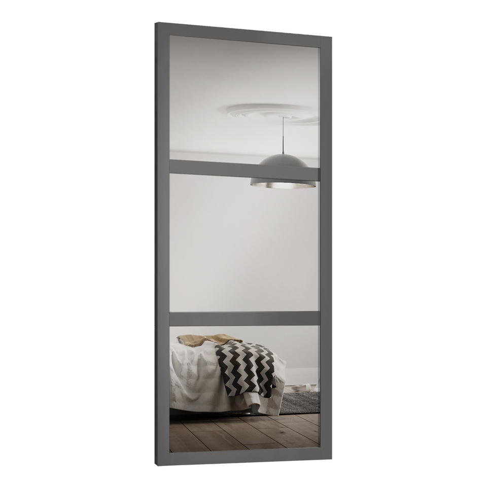 Shaker Sliding Wardrobe Door 3 Panel Mirror with Graphite Frame (W ...