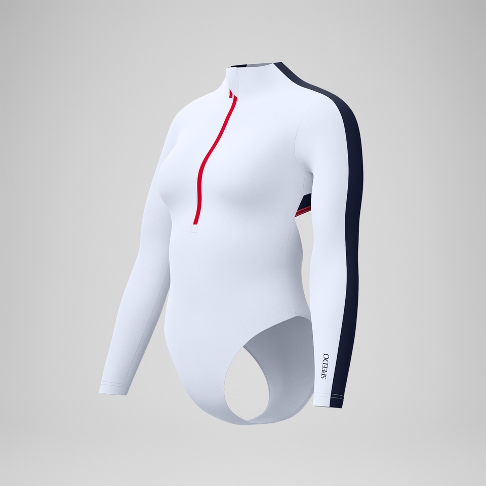 Women's Jetstream Long Sleeve Colorblock Zip One Piece White