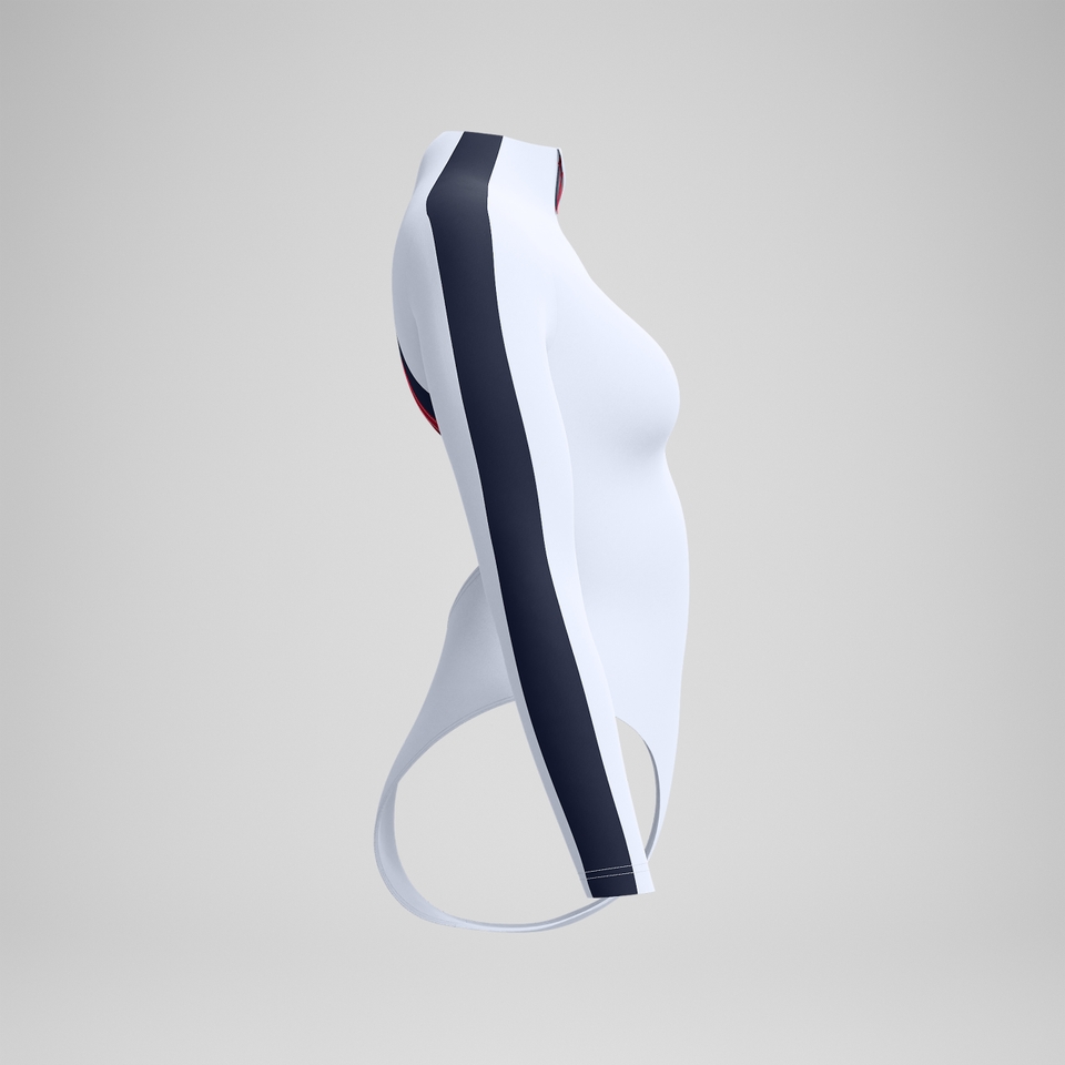 Women's Jetstream Long Sleeve Colorblock Zip One Piece White | Speedo USA