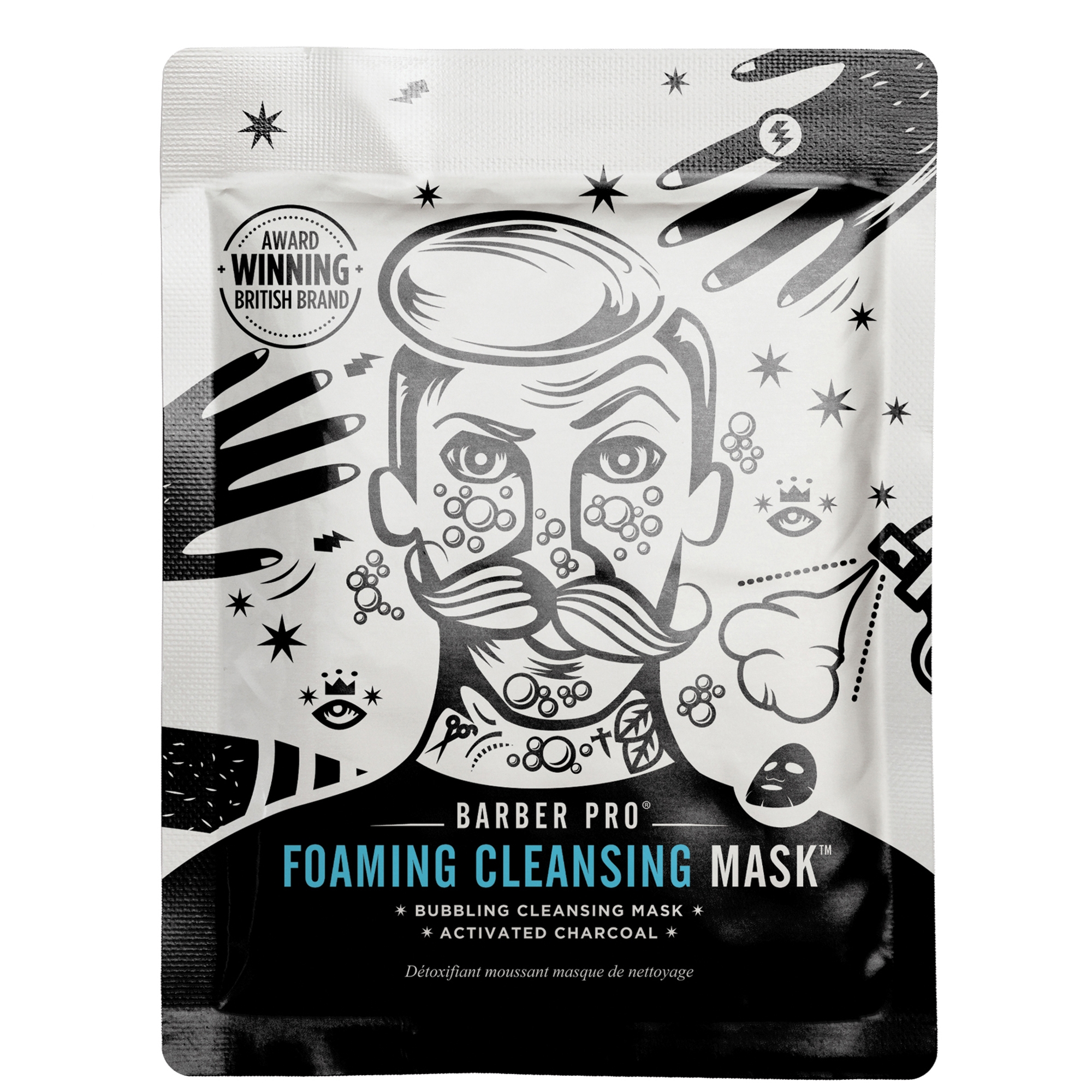BARBER PRO Foaming Cleansing Mask with Activated Charcoal | LOOKFANTASTIC