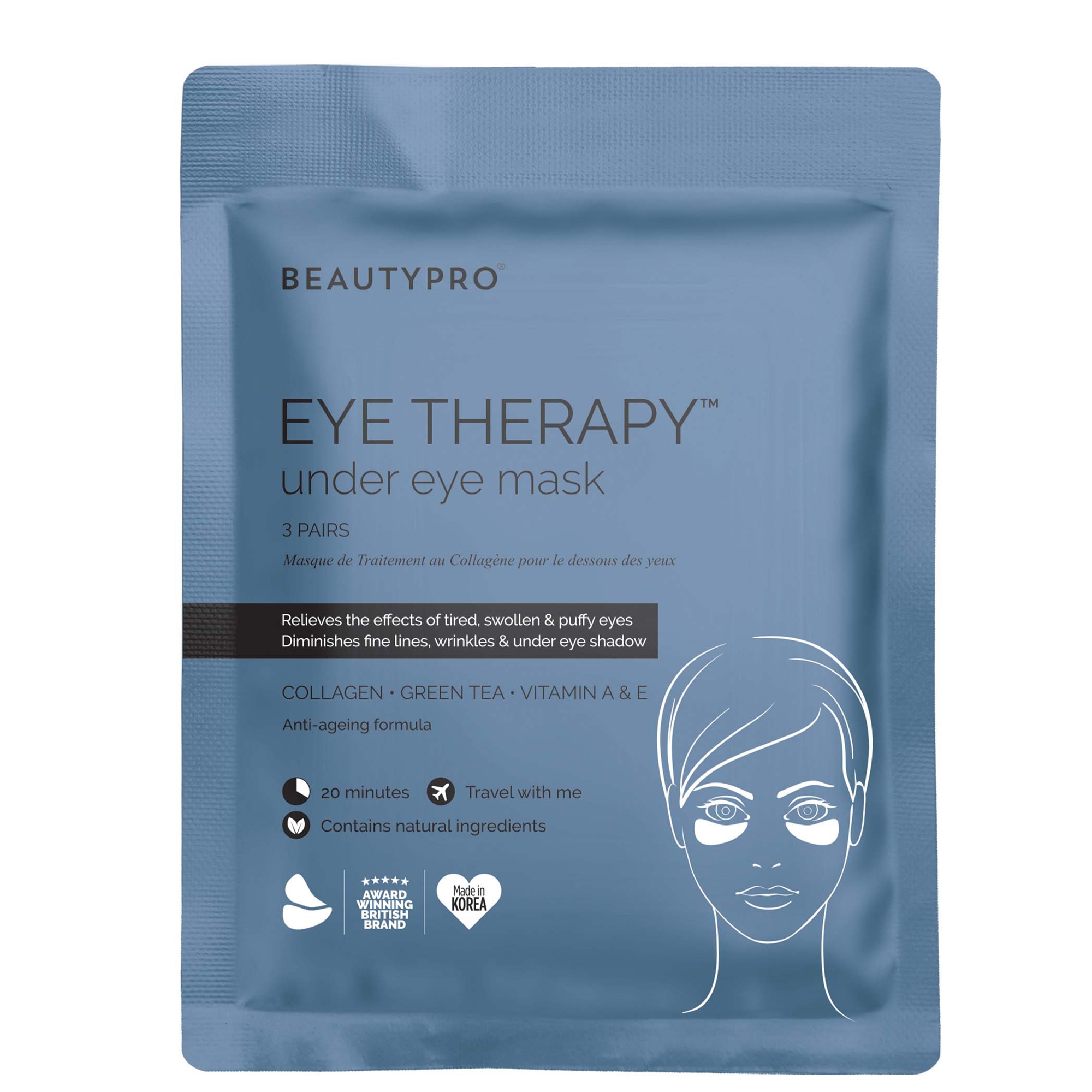 BEAUTYPRO Eye Therapy Under Eye Mask with Collagen and Green Tea ...