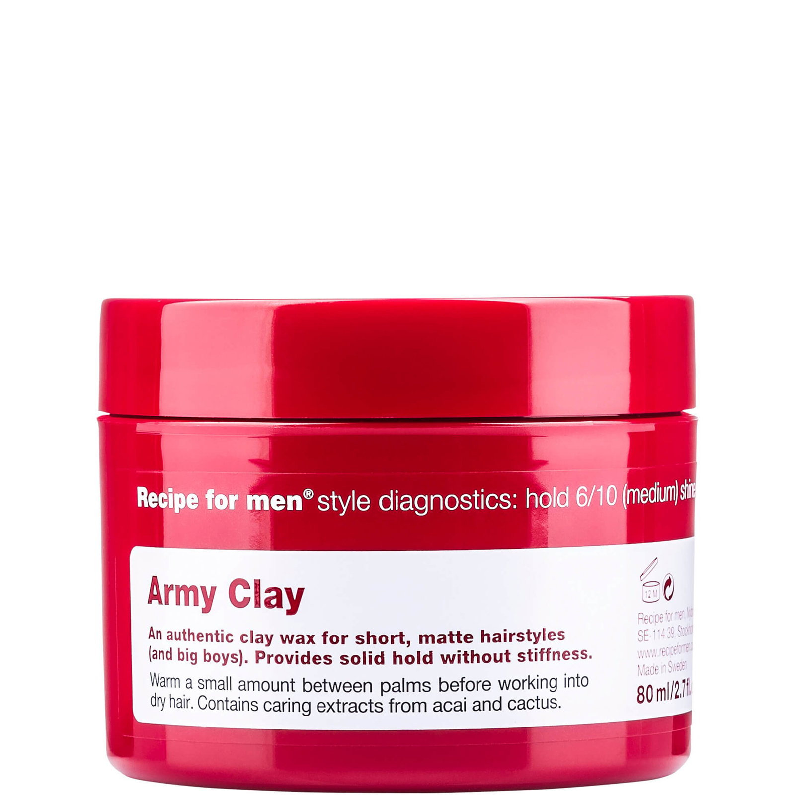 Recipe for Men Army Clay Wax 80ml | LOOKFANTASTIC