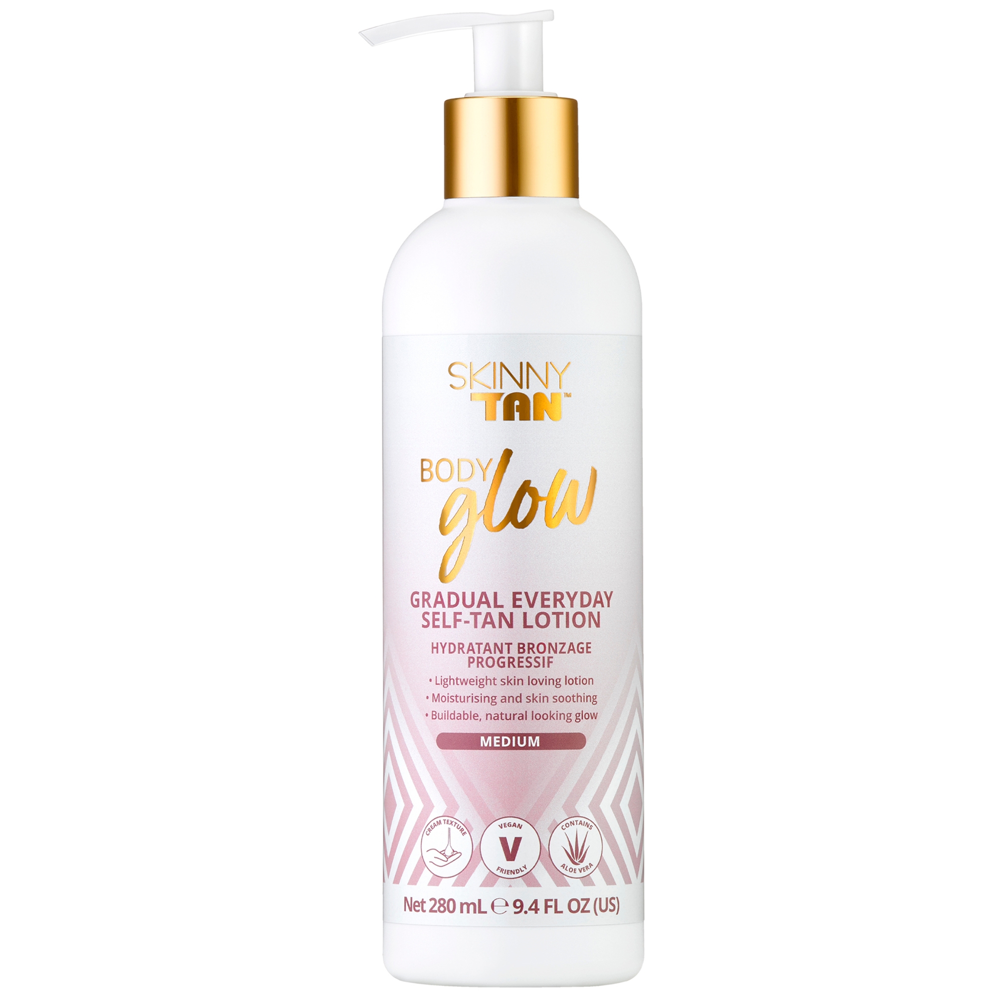 Body Glow by SKINNY TAN Medium Lotion 280ml | LOOKFANTASTIC