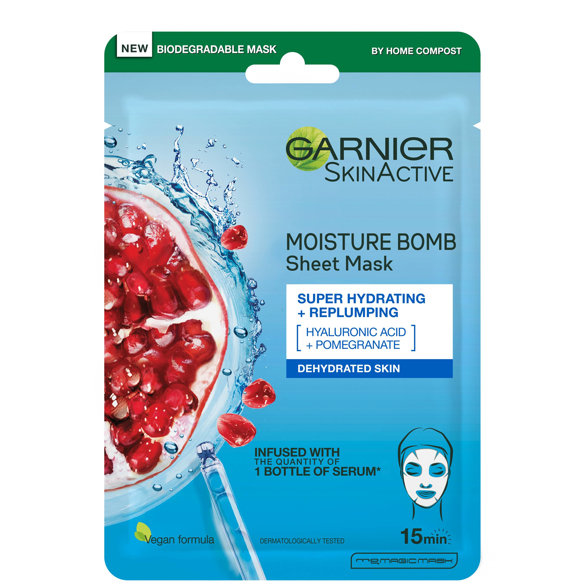 Garnier Moisture Bomb Pomegranate Hydrating Face Sheet Mask | LOOKFANTASTIC