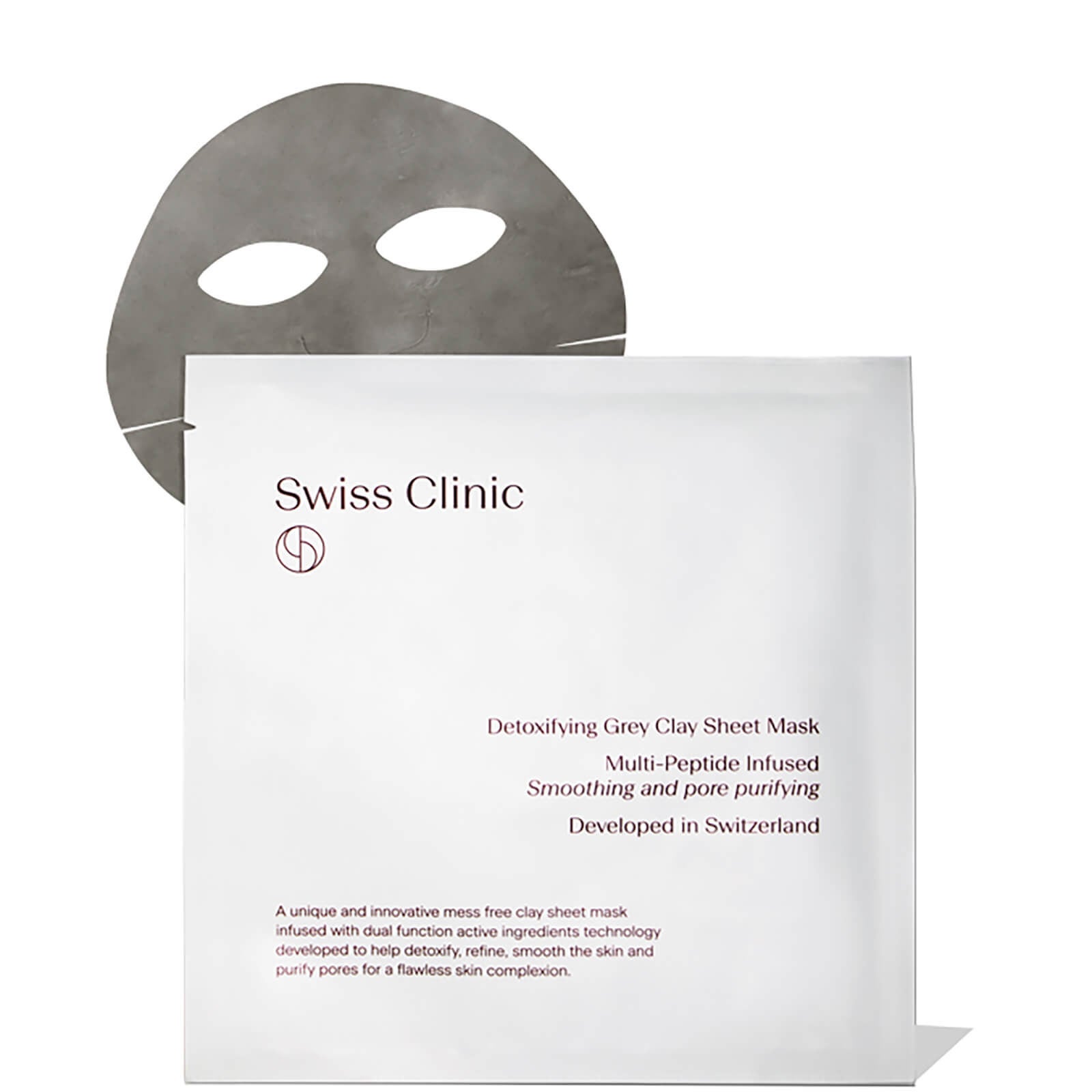 Swiss Clinic Detoxifying Grey Clay Sheet Mask 34g | LOOKFANTASTIC
