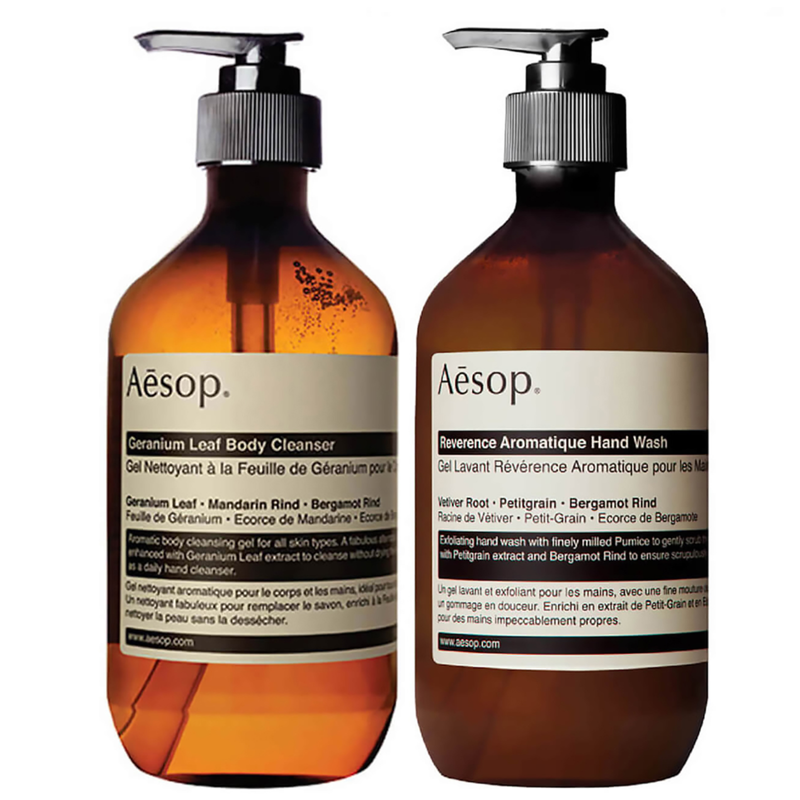 Aesop Geranium Cleanser and Reverence Hand Wash Duo | LOOKFANTASTIC