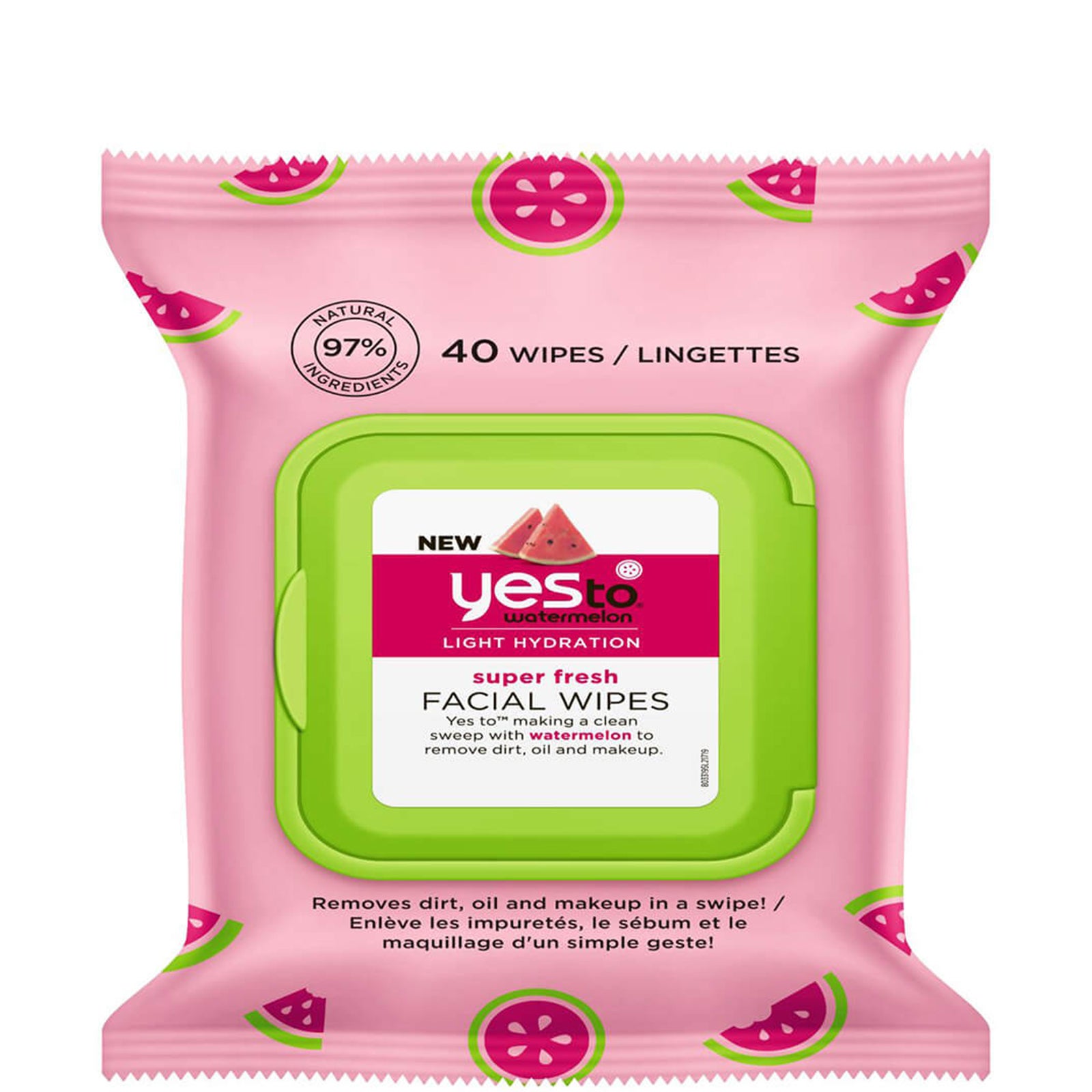 yes to Watermelon Super Fresh Facial Wipes 40ct | LOOKFANTASTIC
