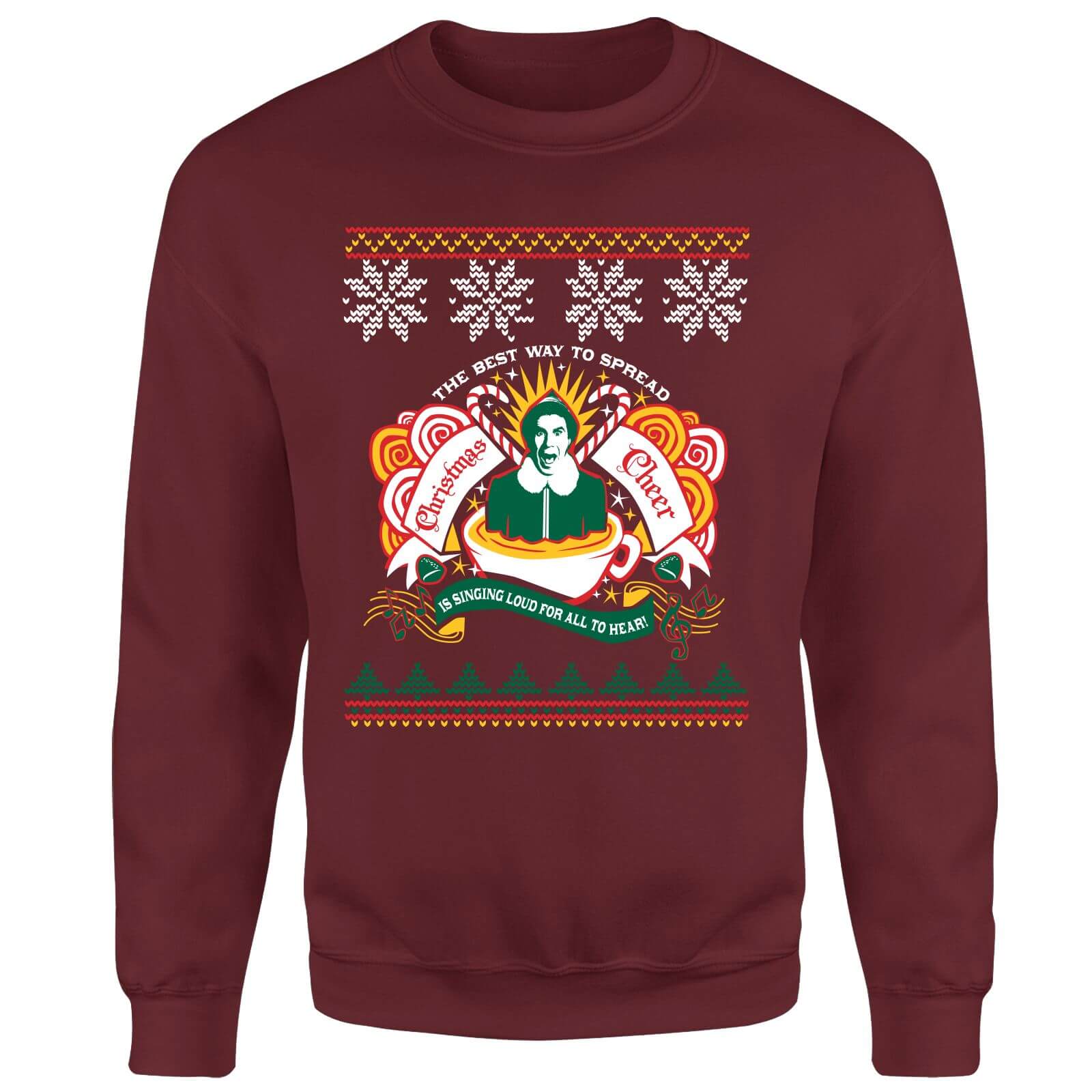 Elf Christmas Cheer Christmas Jumper - Burgundy - S | Zavvi UK