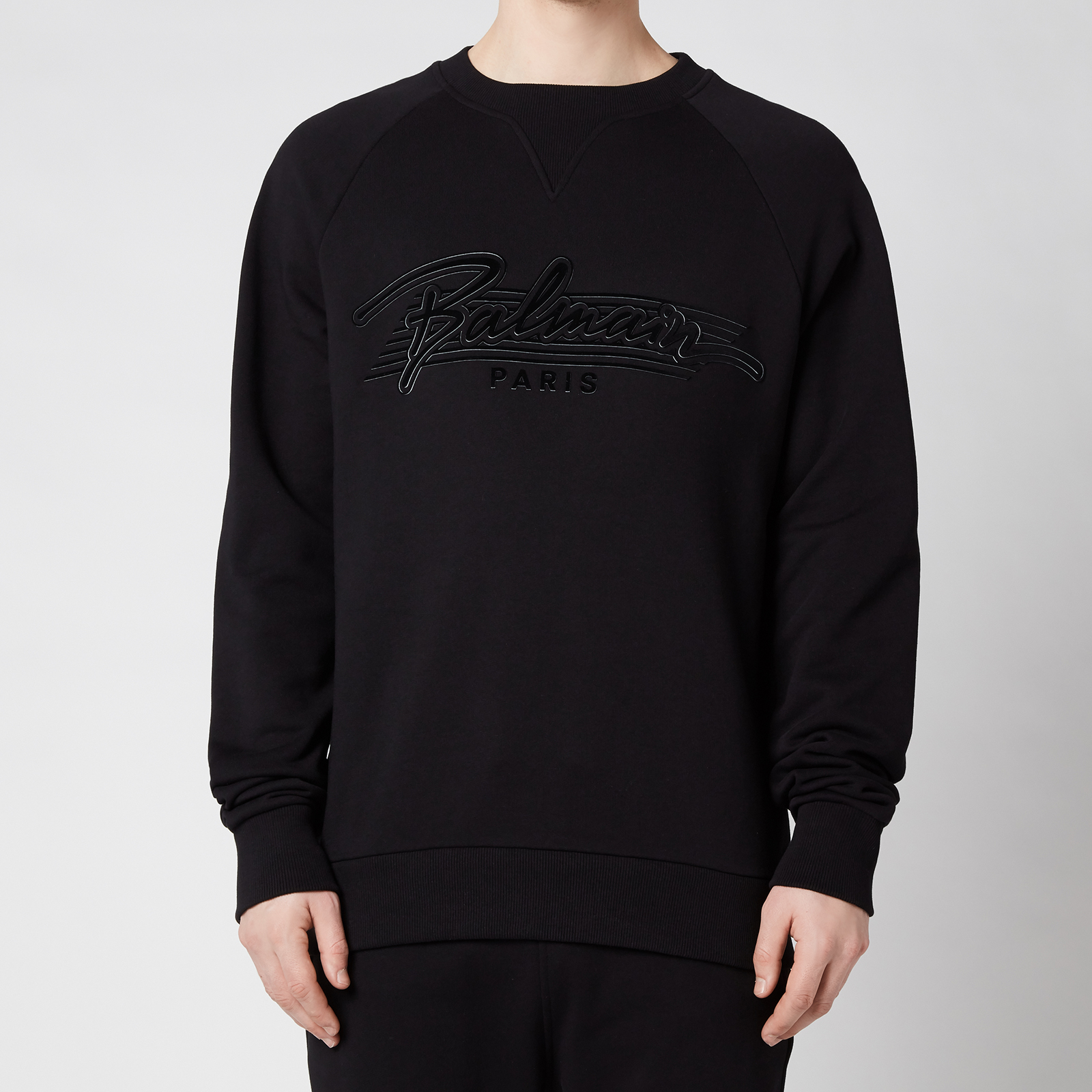 Balmain Men's Bi Colour Flock Sweatshirt - Black | Coggles