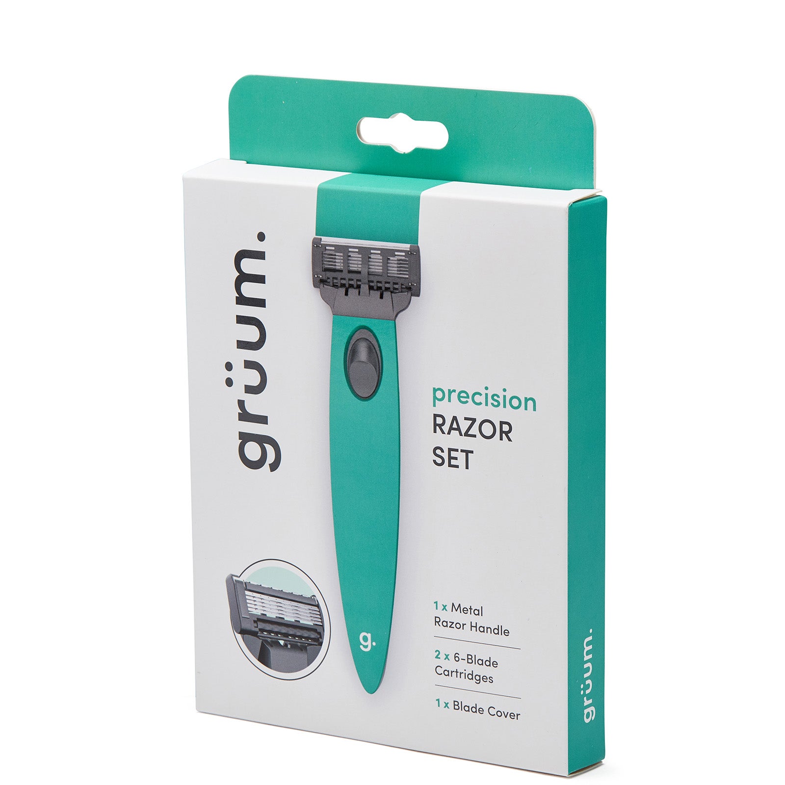 grüum Precision Razor Set - Aqua Green | LOOKFANTASTIC