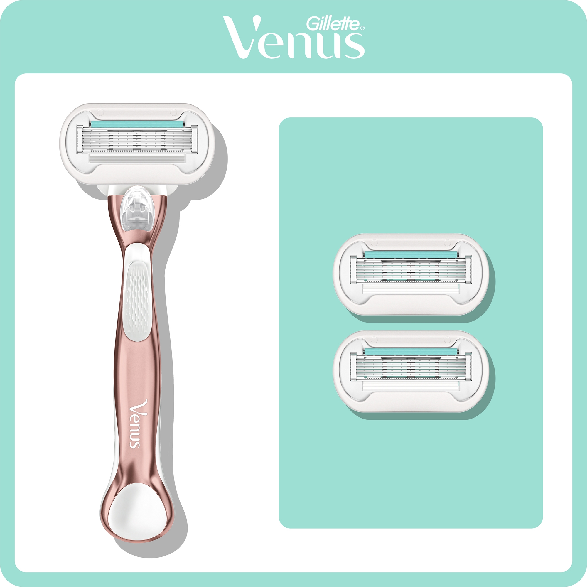 Gillette Venus Deluxe Smooth Sensitive Rose Gold Handle +3 Blades