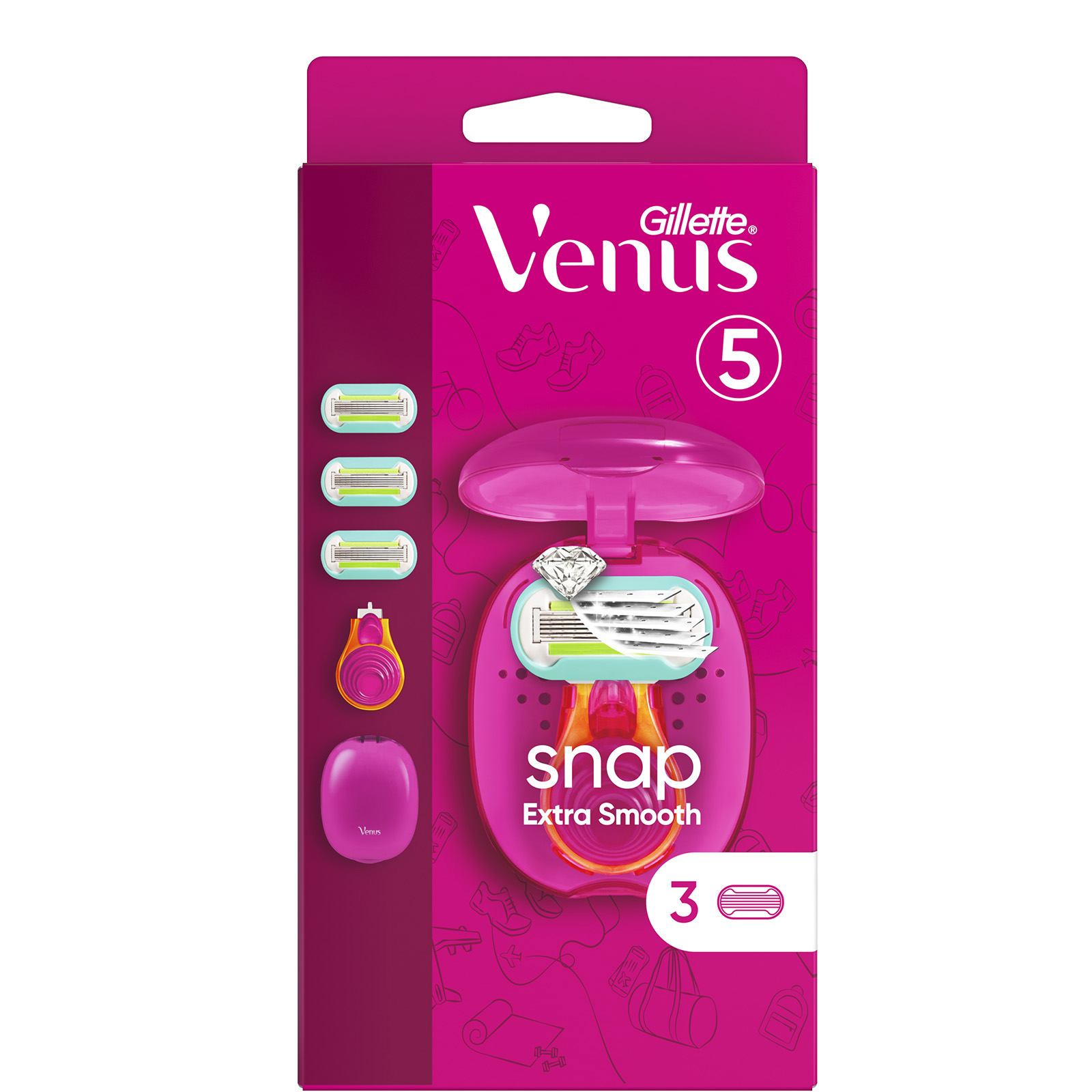 Venus Extra Smooth Snap Pink H+3 Blades | LOOKFANTASTIC