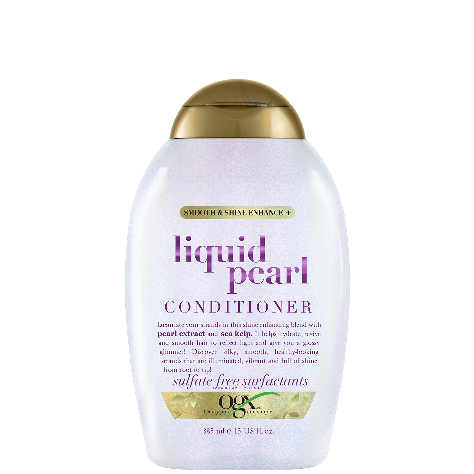 OGX Smooth and Shine Enhance Liquid Pearl Conditioner 385ml | LOOKFANTASTIC
