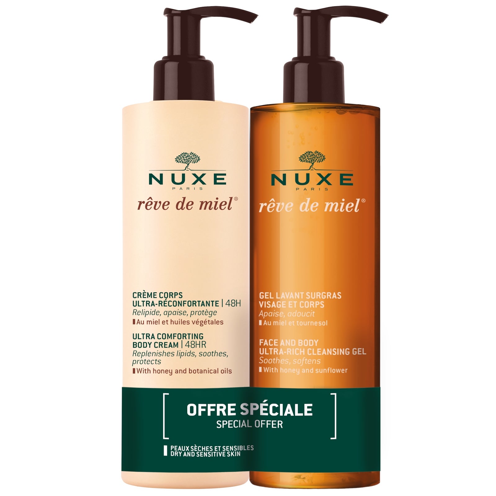 NUXE Duo Face and Body Cleansing Gel + Body Comforting Cream 48H Rêve ...