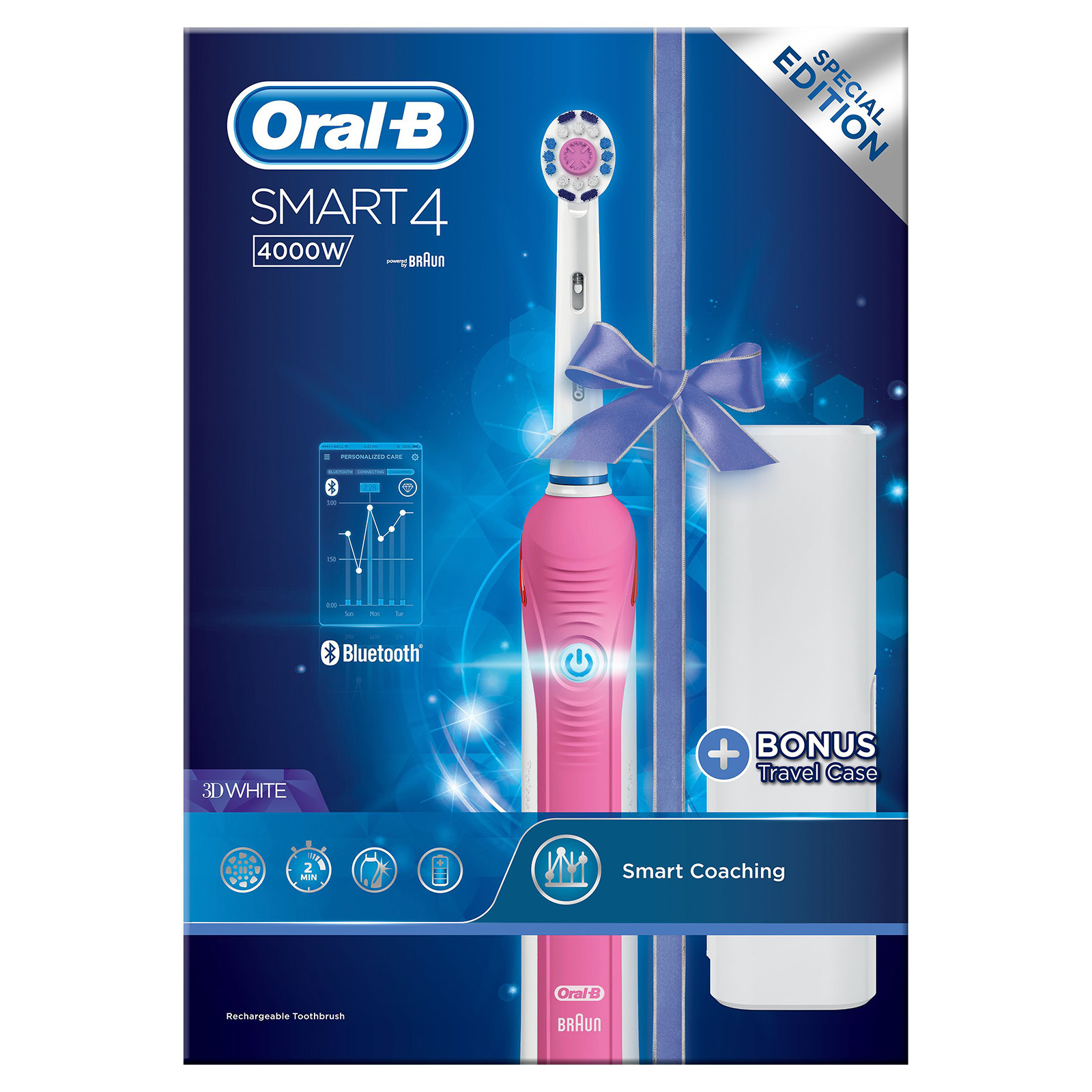 Oral-B Smart 4 4000W Electric Toothbrush - Pink | Oral-B DE