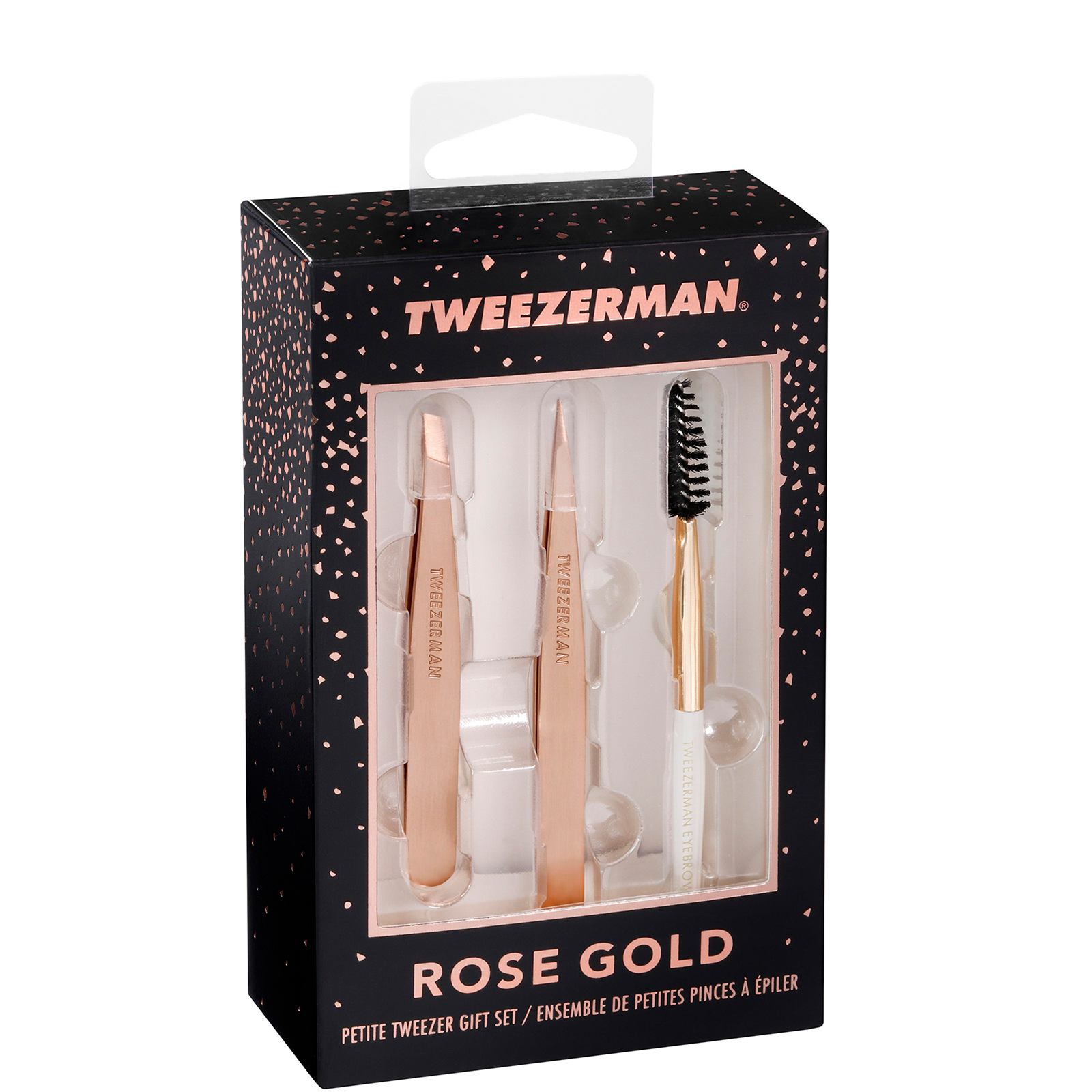 TWEEZERMAN ROSE GOLD PETITE SET W/SPOOLIE | LOOKFANTASTIC
